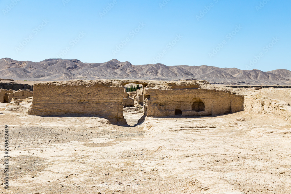 Jiaohe Ruins, government building remains, Turpan, China. Ancient ...