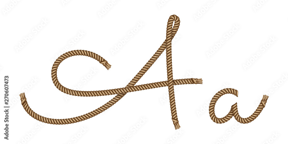 Rope hand drawn font, 3d realistic effect, capital uppercase and ...