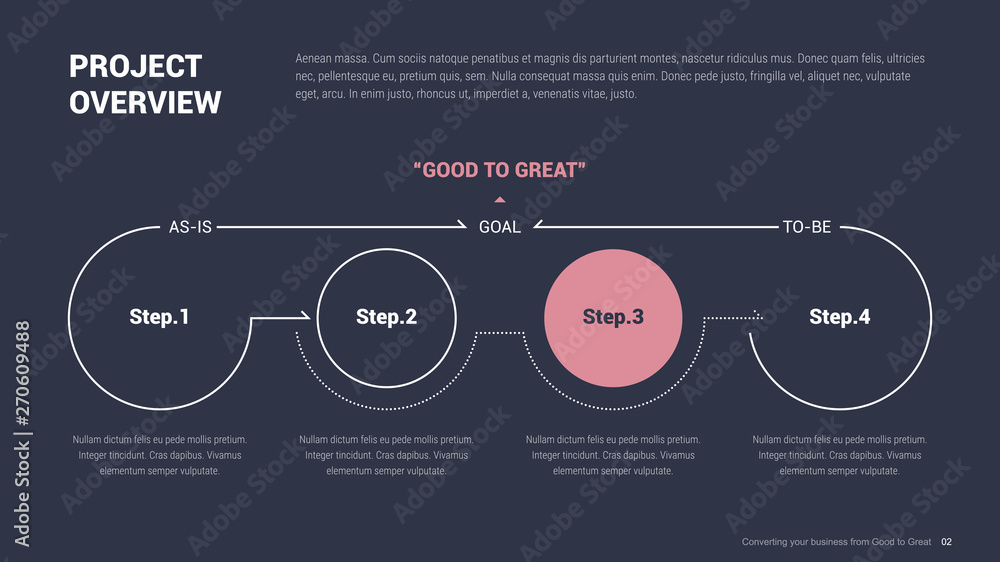 Flat business presentation brochure vector slide template with awesome ...