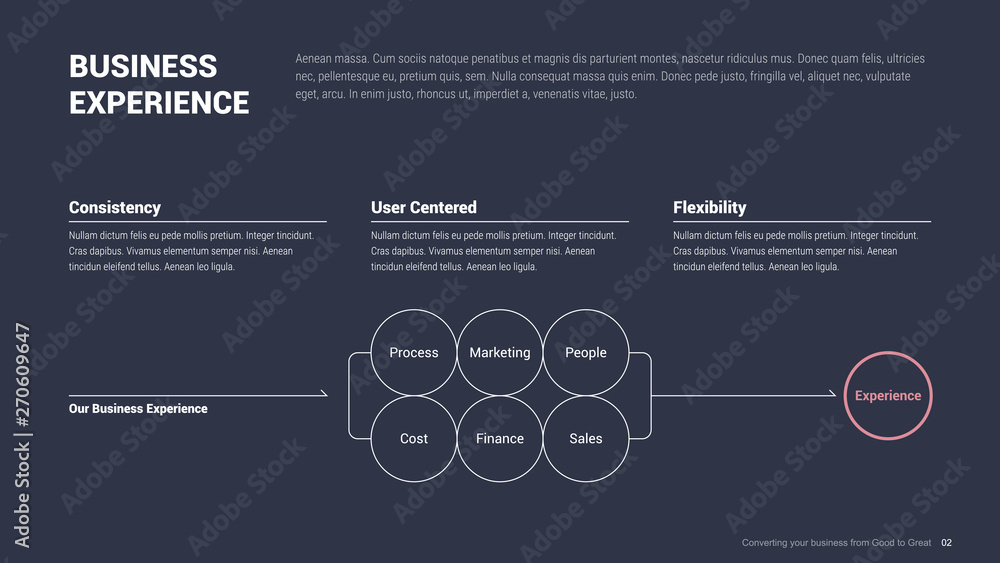Flat business presentation brochure vector slide template with awesome ...
