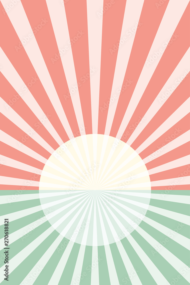 Rising Sun Illustration with bright colors. Water Illustration with a ...