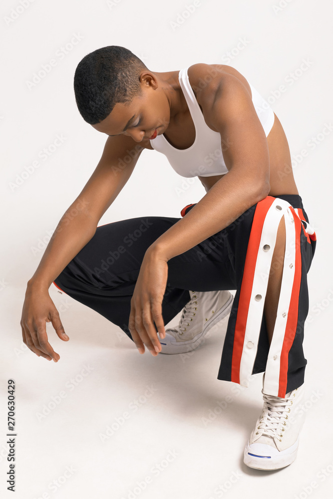 Stylish Androgynous Black Woman Stock Photo | Adobe Stock