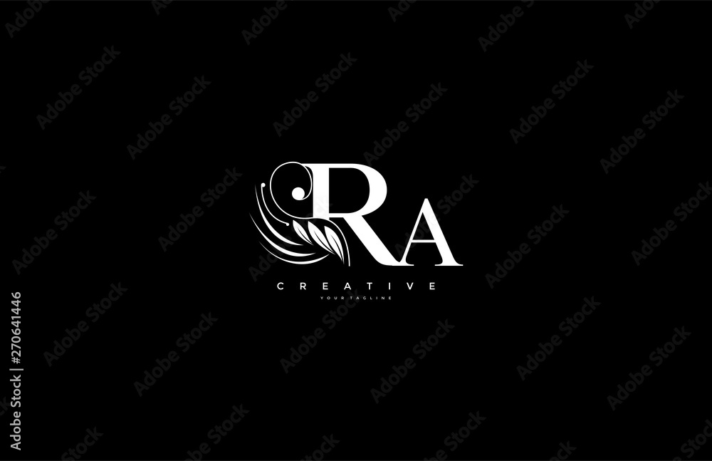 Initial RA letter luxury beauty flourishes ornament monogram logo Stock ...