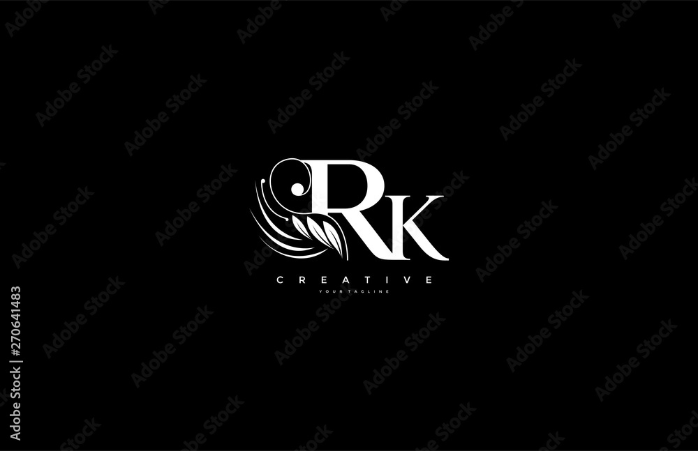 Initial RK letter luxury beauty flourishes ornament monogram logo Stock ...