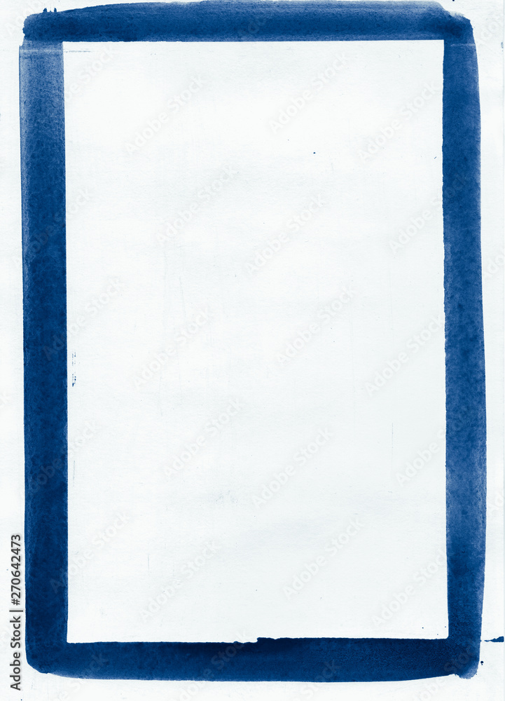blue frame watercolor background for layouts, illustrations, banners ...