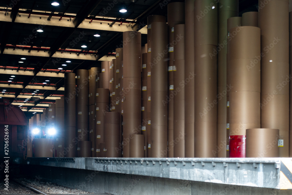 Large Paper Roll Storage Warehouse Forklift Headlights Industrial ...
