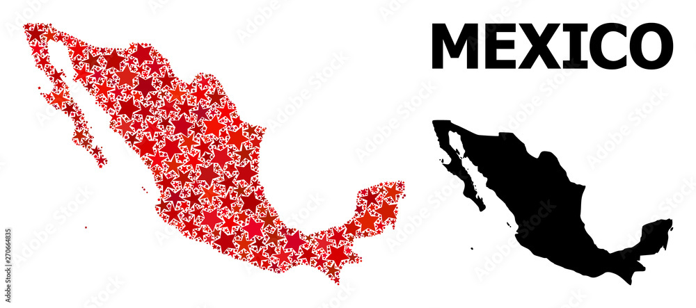 Red Starred Pattern Map of Mexico Stock Vector | Adobe Stock