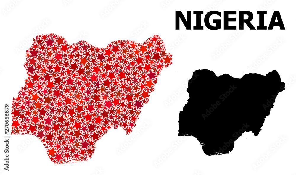 Red Star Pattern Map of Nigeria Stock Vector | Adobe Stock