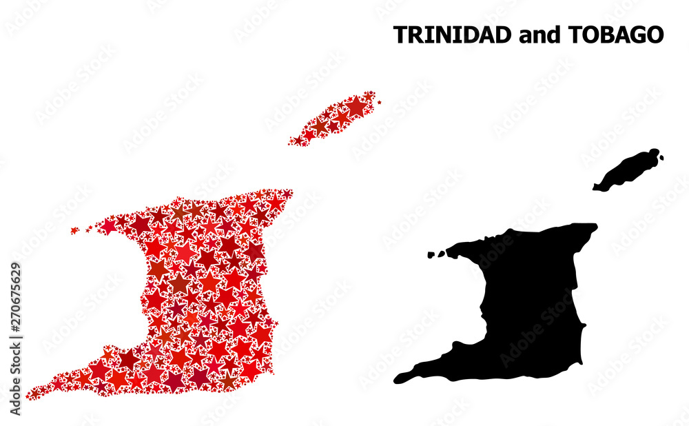 Red Star Mosaic Map of Trinidad and Tobago Stock Vector | Adobe Stock