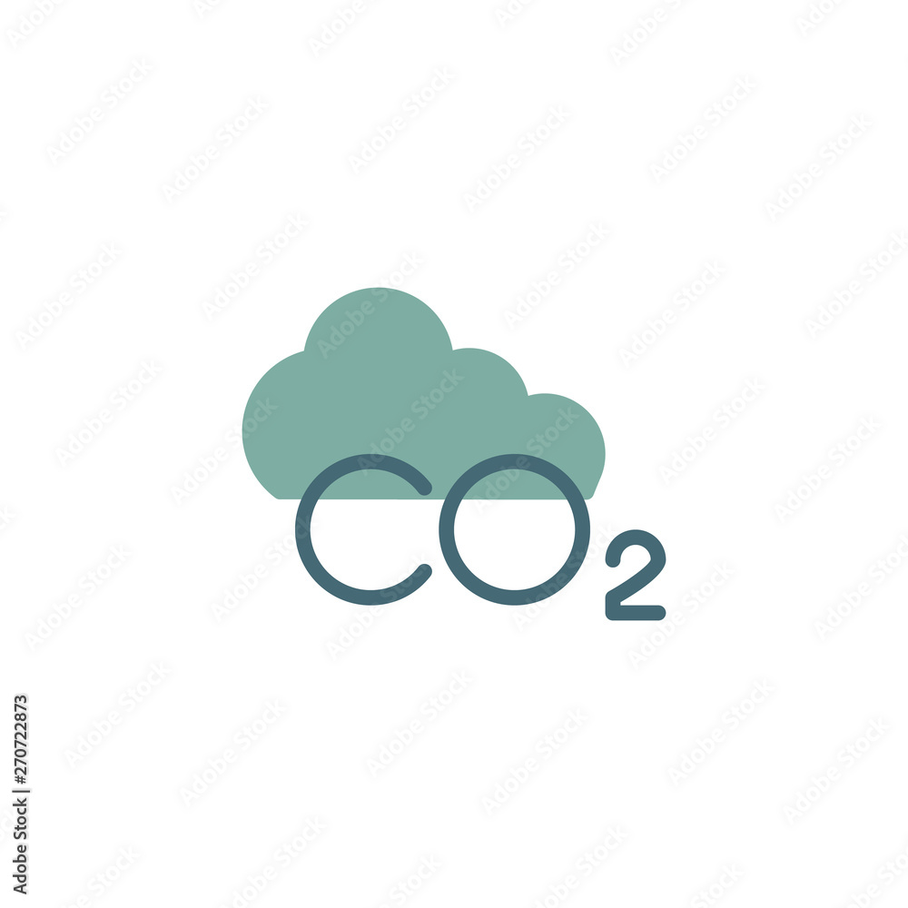 CO2 carbon dioxide flat icon, vector sign, CO2 cloud colorful pictogram ...
