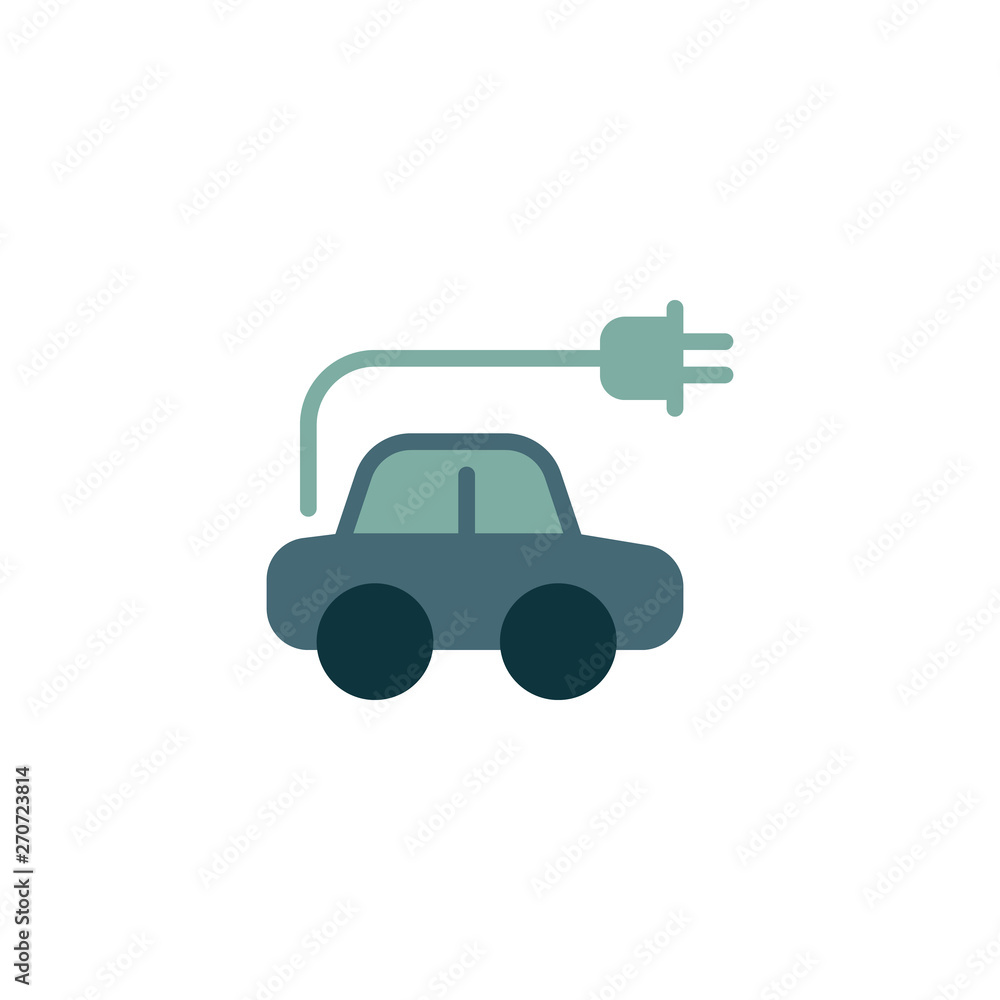 Auto with electric plug flat icon, Eco car vector sign, Electric car ...