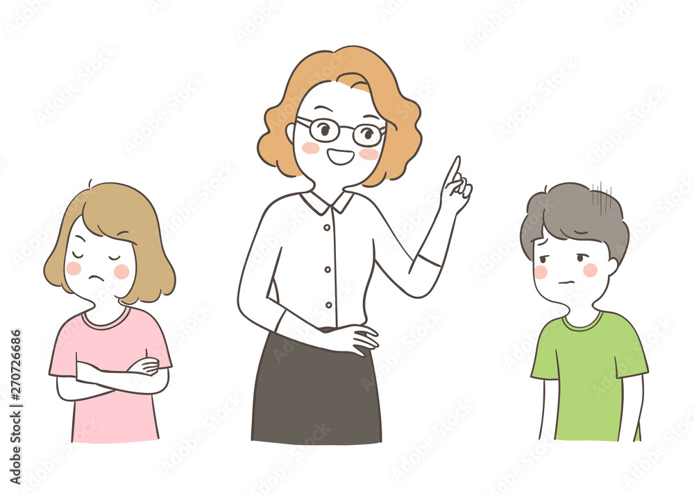 Vector students angry and teacher scolding a boy. Stock Vector | Adobe ...