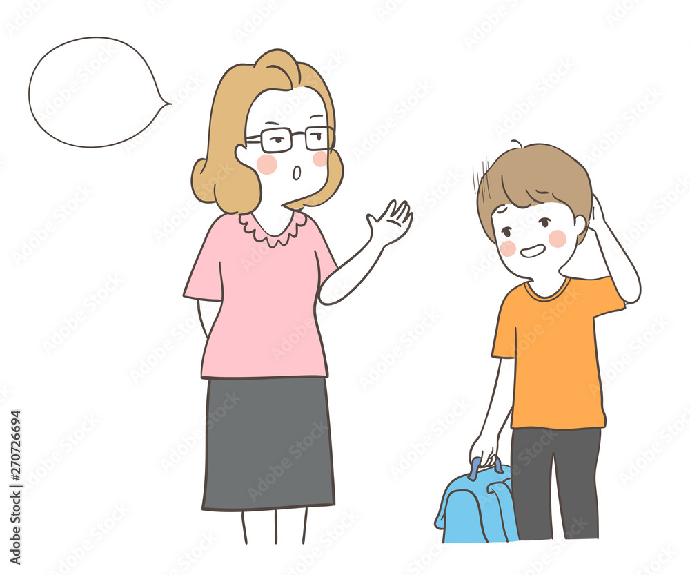 Vector teacher scolding a boy School concept. Stock Vector | Adobe Stock
