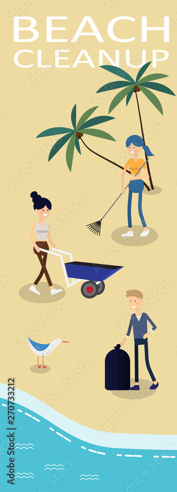 Beach Cleanup event banner or poster template Stock Vector | Adobe Stock
