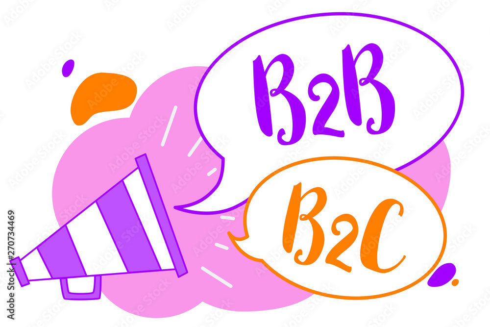 Ilustração do Stock: Text sign showing B2B B2C. Conceptual photo two ...