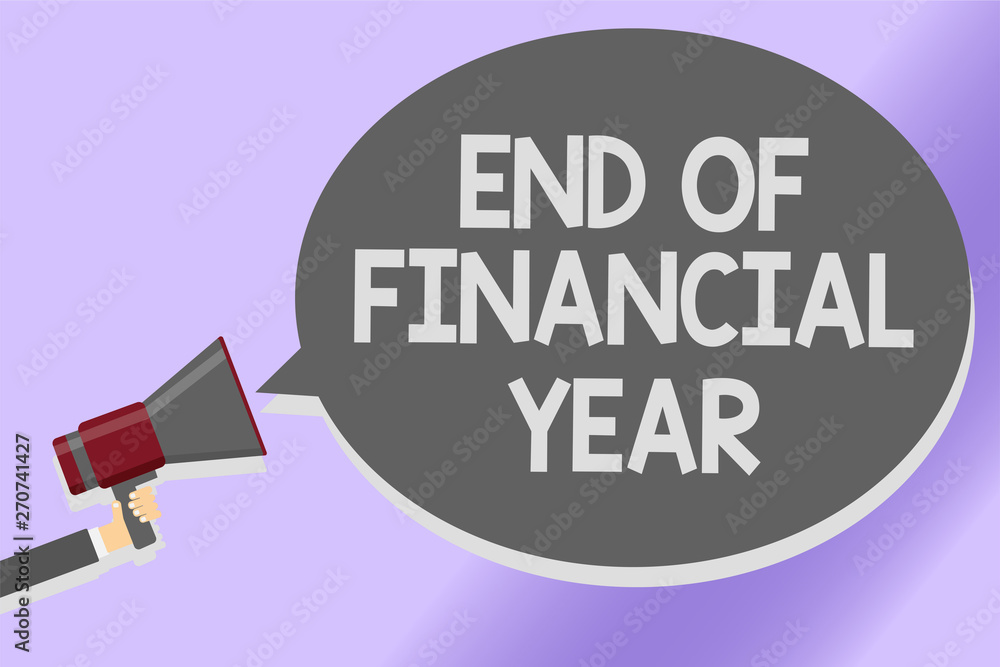 Writing note showing End Of Financial Year. Business photo showcasing ...