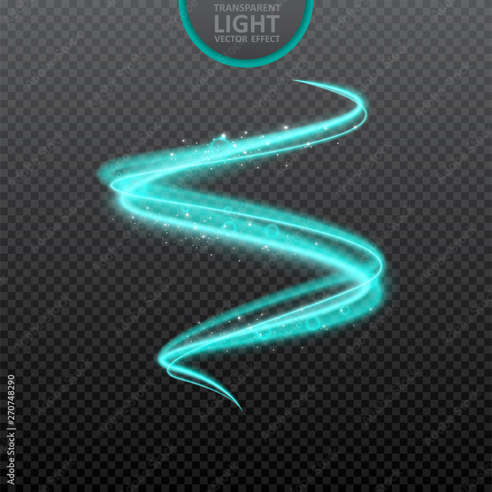 Blue light effect on transparent background with realistic sparkles ...