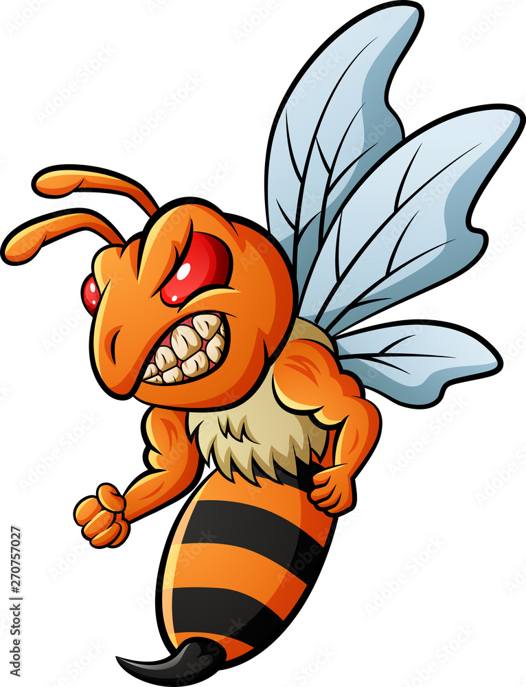 Angry bee mascot. Vector illustration Stock Vector | Adobe Stock