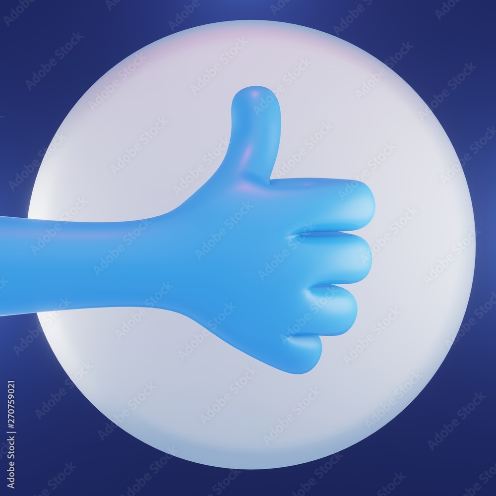 3d illustration of hand giving a thumbs up icon. Part of social media ...
