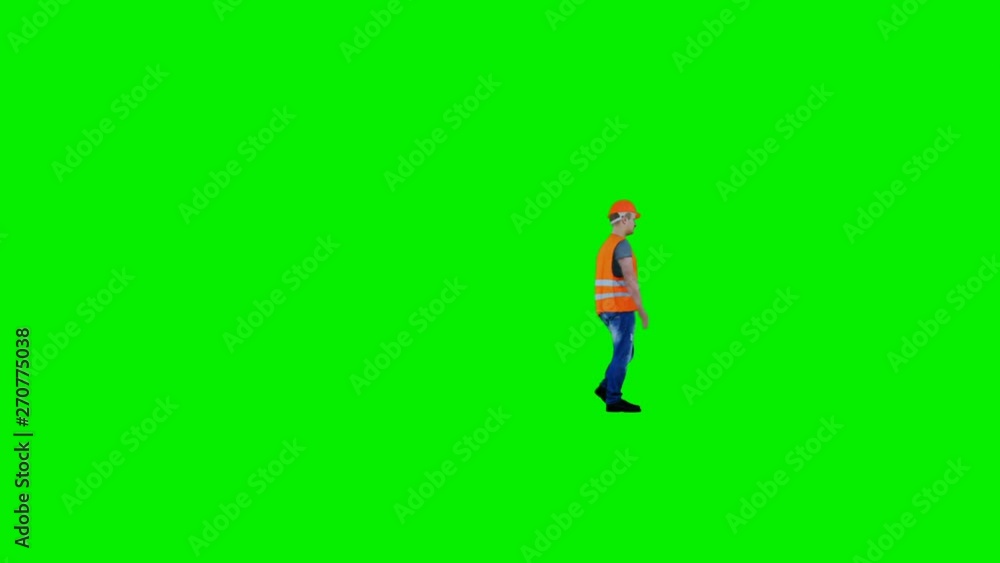 Construction worker walking on Green Screen, Luma Matte attached Stock ...