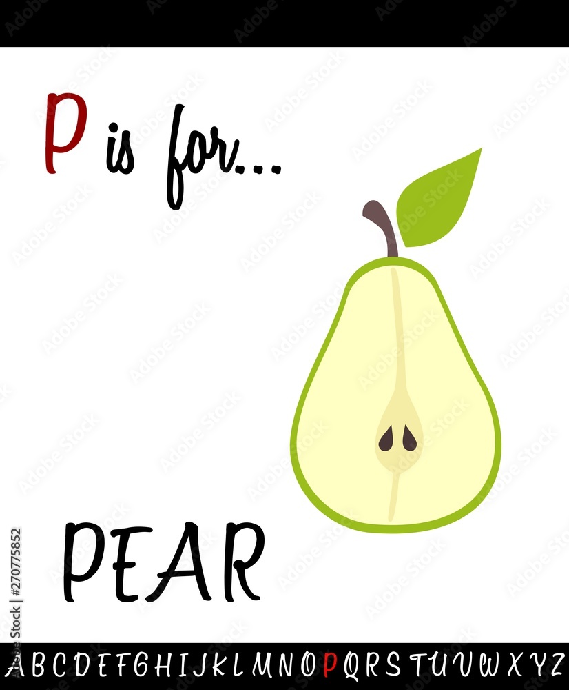 Cartoon Illustration of Capital Letter P with PEAR Stock Vector | Adobe ...