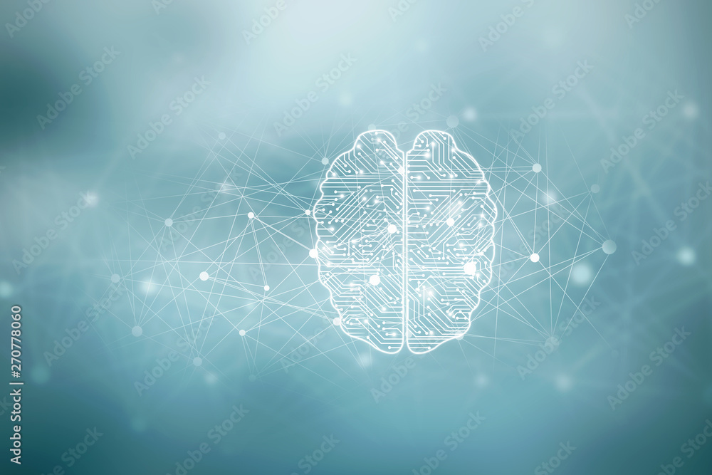 2d illustration Concept of thinking, background with brain, Abstract ...