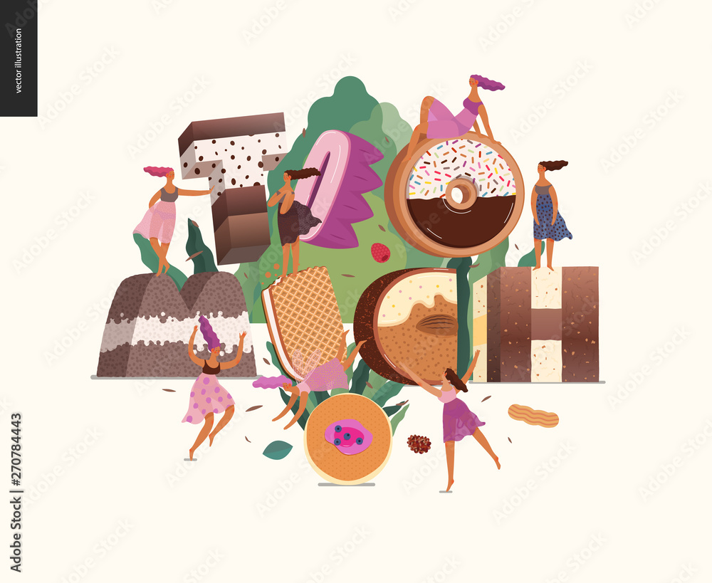 Dessert font - modern flat vector concept digital illustration of ...