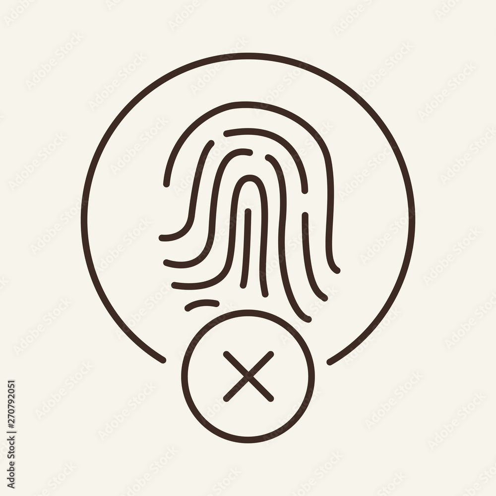 Fingerprint unconfirmed in circle line icon. Thumbprint, confirmation ...