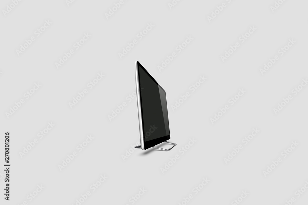 Realistic TV screen Mock-up. Modern stylish lcd panel, led type. Large computer monitor display ...