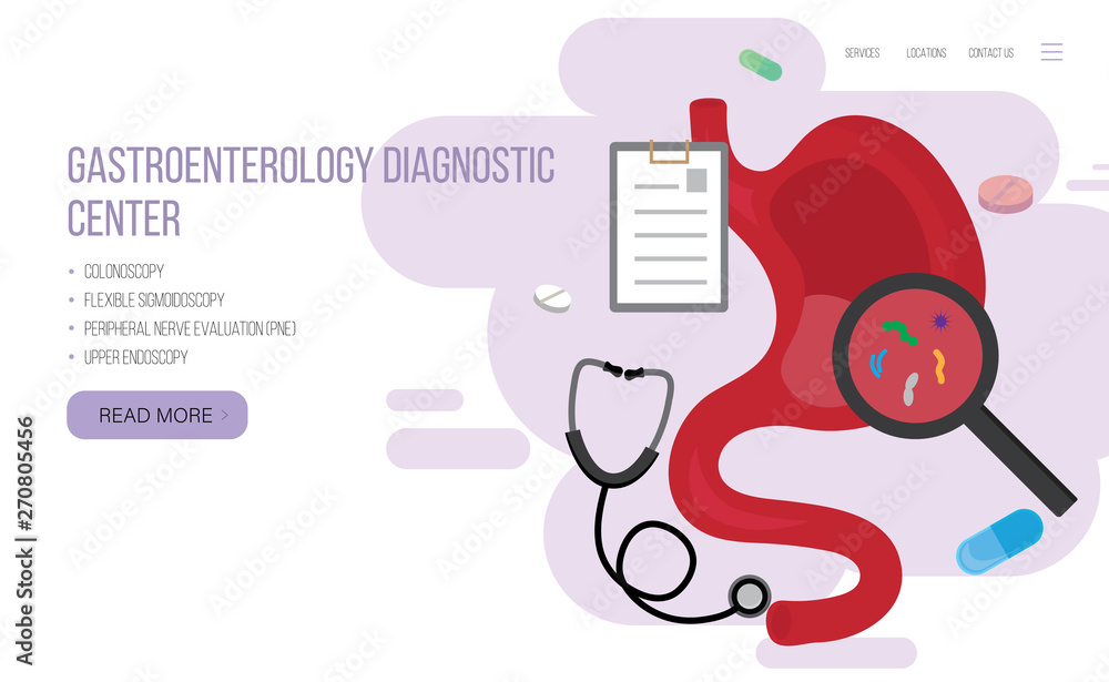 Gastroenterology web banner, landing page concept. Gastrointestinal ...