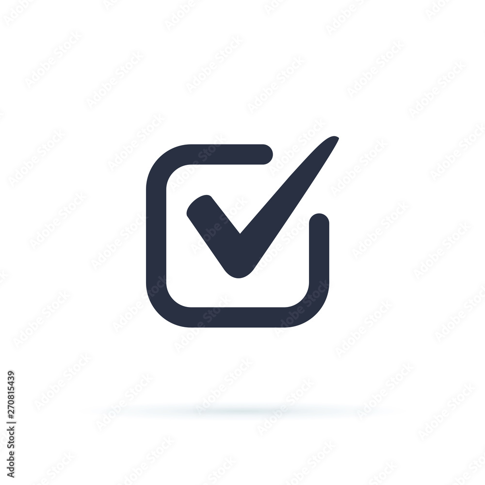 Tick icon vector symbol, checkmark isolated on white background ...