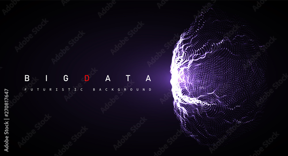 Big Data. Abstract vector digital sphere explosion background. 3D ...