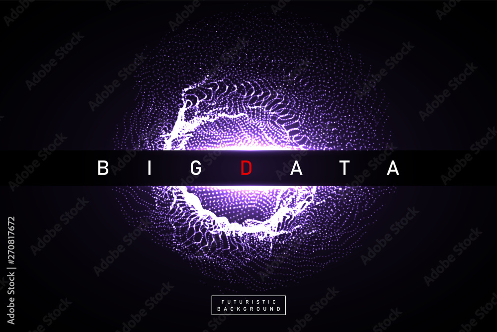 Big Data. Abstract vector digital sphere explosion background. 3D ...