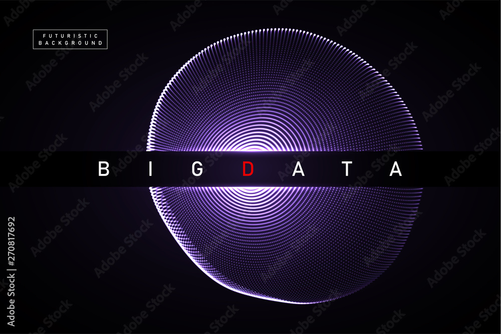 Big Data. Abstract vector digital sphere explosion background. 3D ...