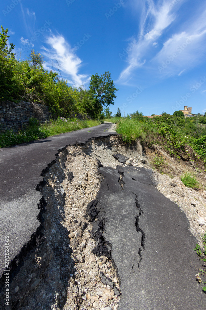 hydrological instability landslides on the roads Stock Photo | Adobe Stock