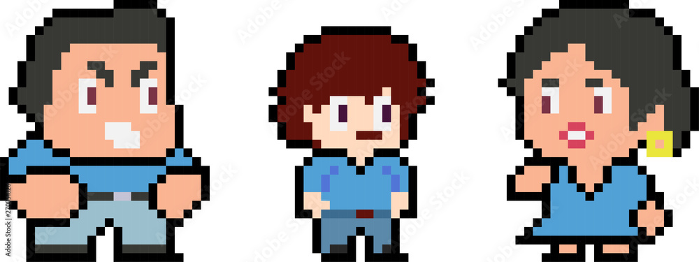 Set of pixel characters Stock Vector | Adobe Stock