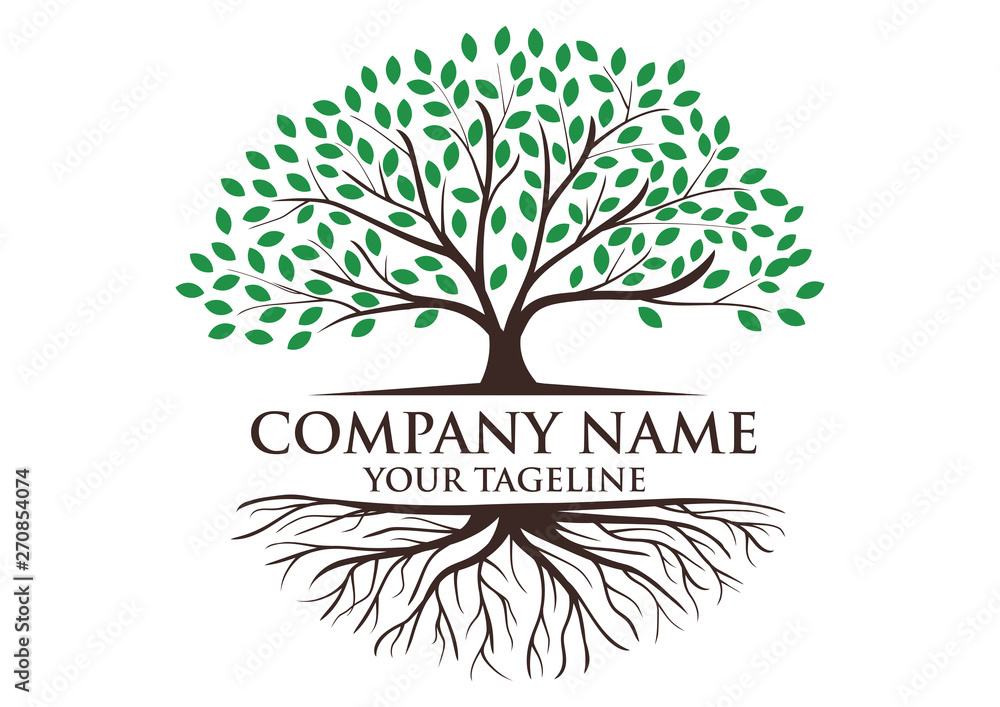 Tree and roots logo illustration. Tree of life logo design inspiration ...