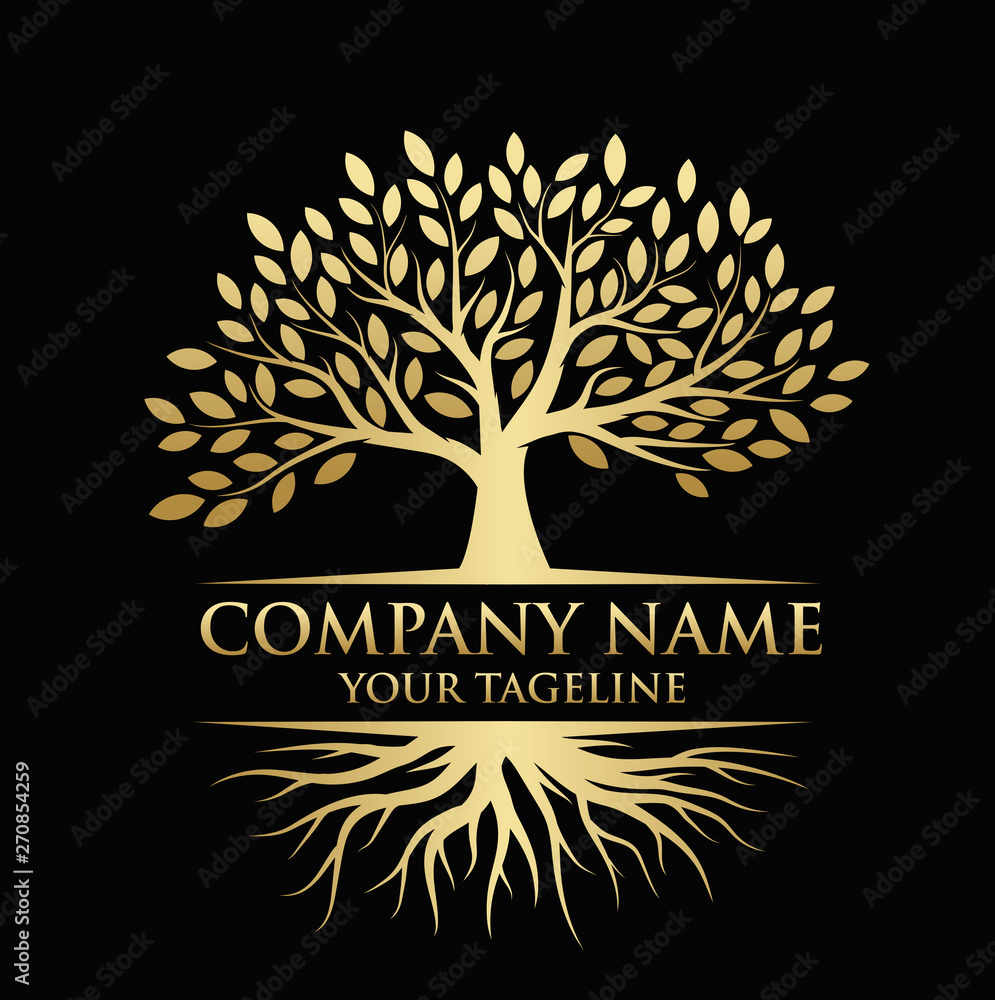 Abstract tree logo design with roots - Tree of life logo design ...