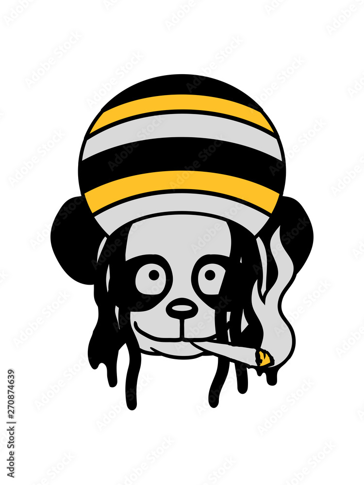 joint panda gesicht kopf bär raggae rauchen hanf weed drogen cannabis ...