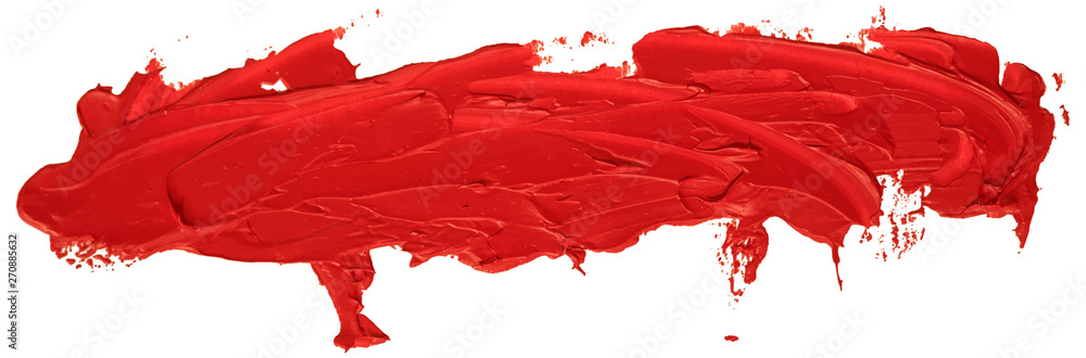 Red oil texture paint brush stroke, hand painted, isolated on white ...