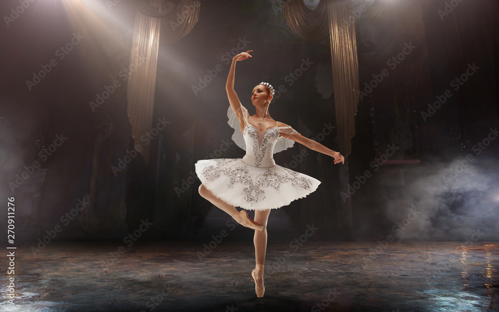 Ballet. Classical ballet performed by a couple of ballet dancers on the ...