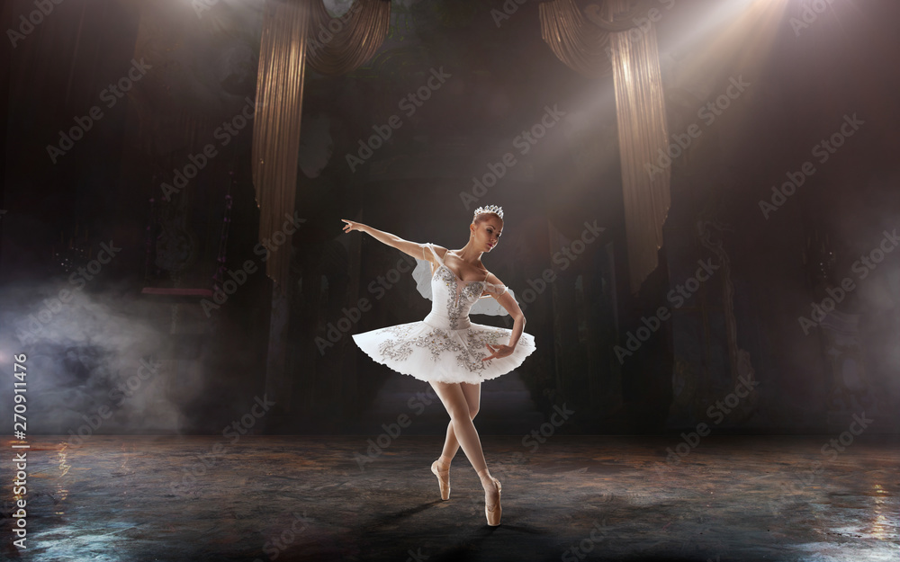 Ballet. Classical ballet performed by a couple of ballet dancers on the ...