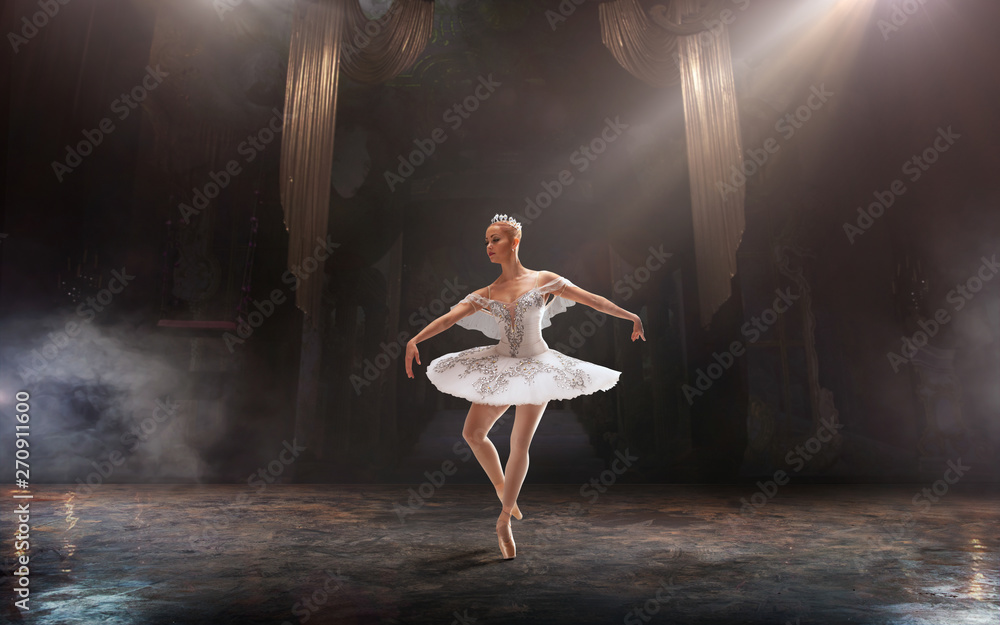 Ballet. Classical ballet performed by a couple of ballet dancers on the ...