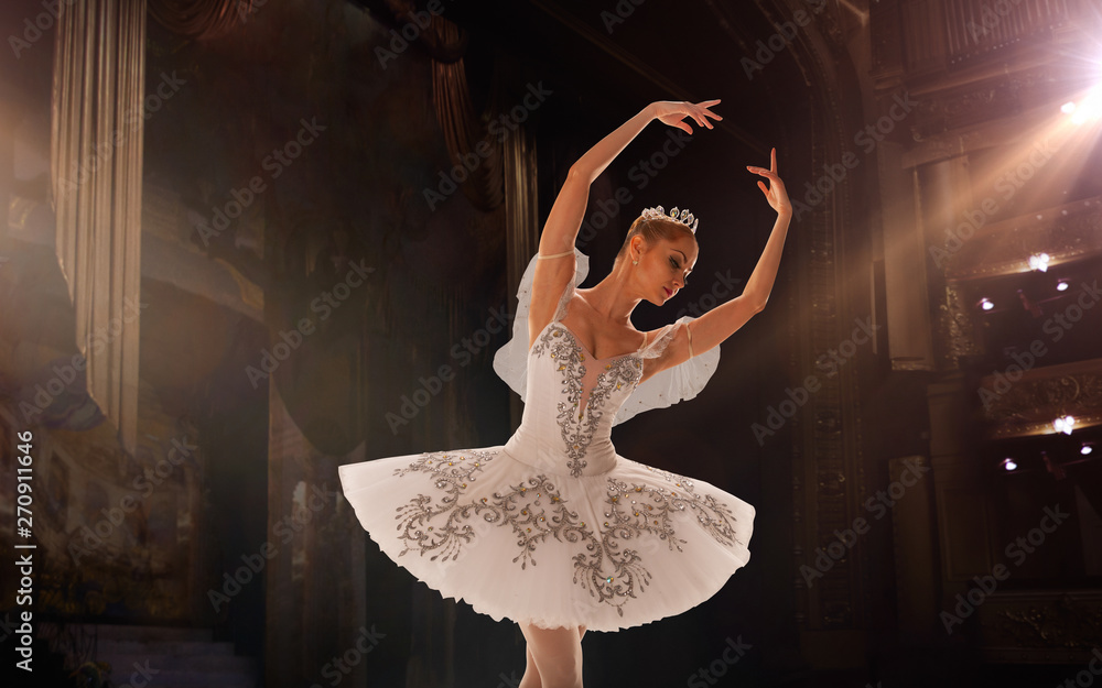 Ballet. Classical ballet performed by a couple of ballet dancers on the ...