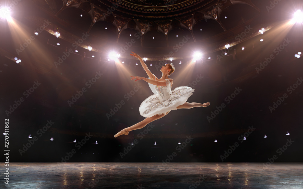 Ballet. Classical ballet performed by a couple of ballet dancers on the ...