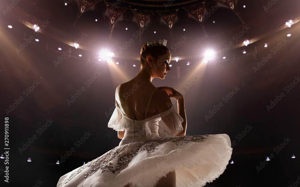 Ballet. Classical ballet performed by a couple of ballet dancers on the ...