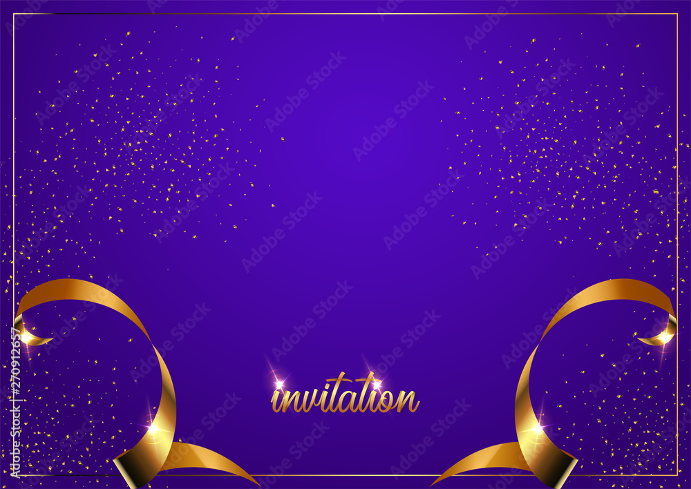 Invitation card template. Purple gradient background vector ...