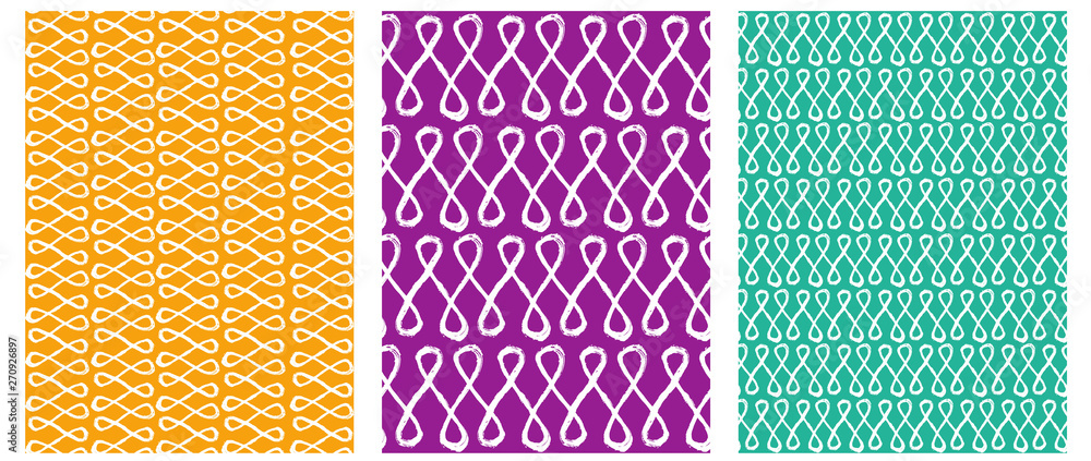 Set of 3 Hand Drawn Irregular Geometric Vector Patterns. White Brush ...