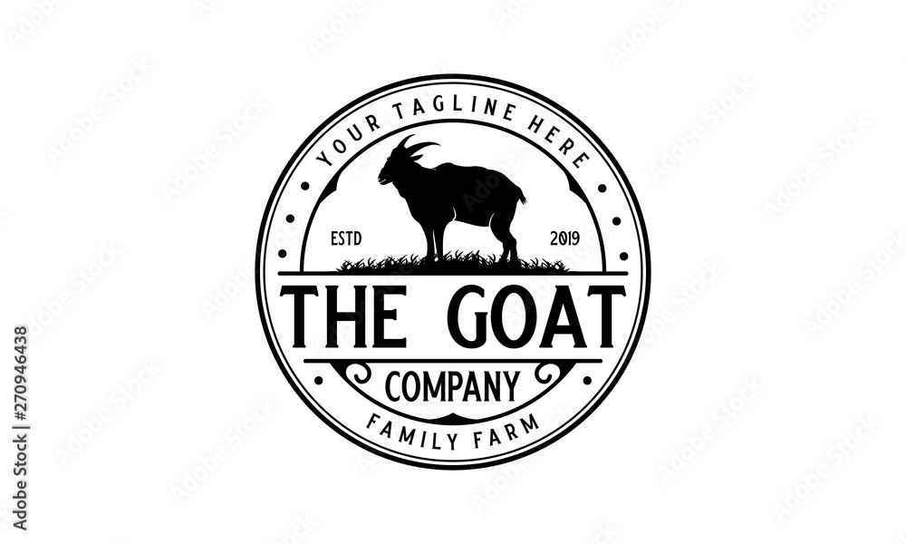 Goat vintage logo design Stock Vector | Adobe Stock
