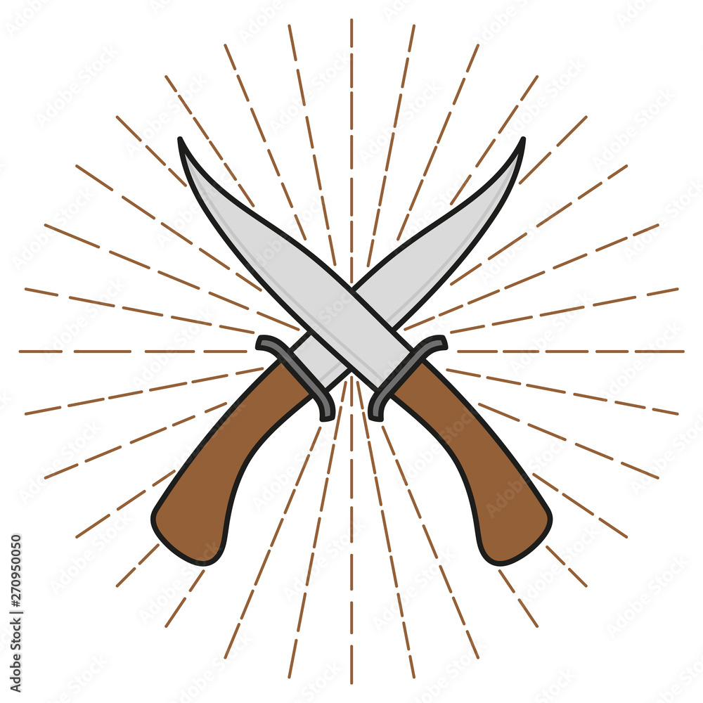 Crossed color knives. Vector illustration. Stock Vector | Adobe Stock